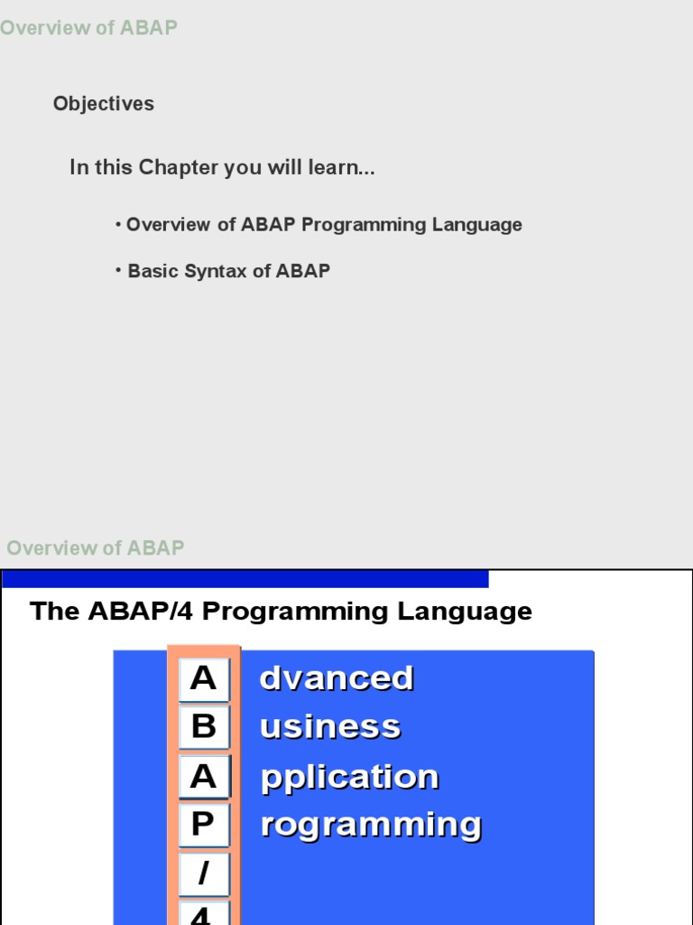 01 ABAP Overview | PDF | Information Technology | Information ...