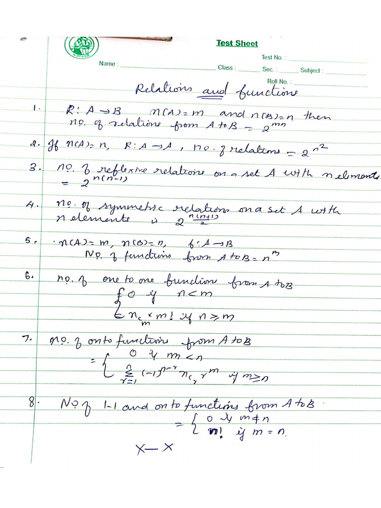 Relations Fns Formula | PDF