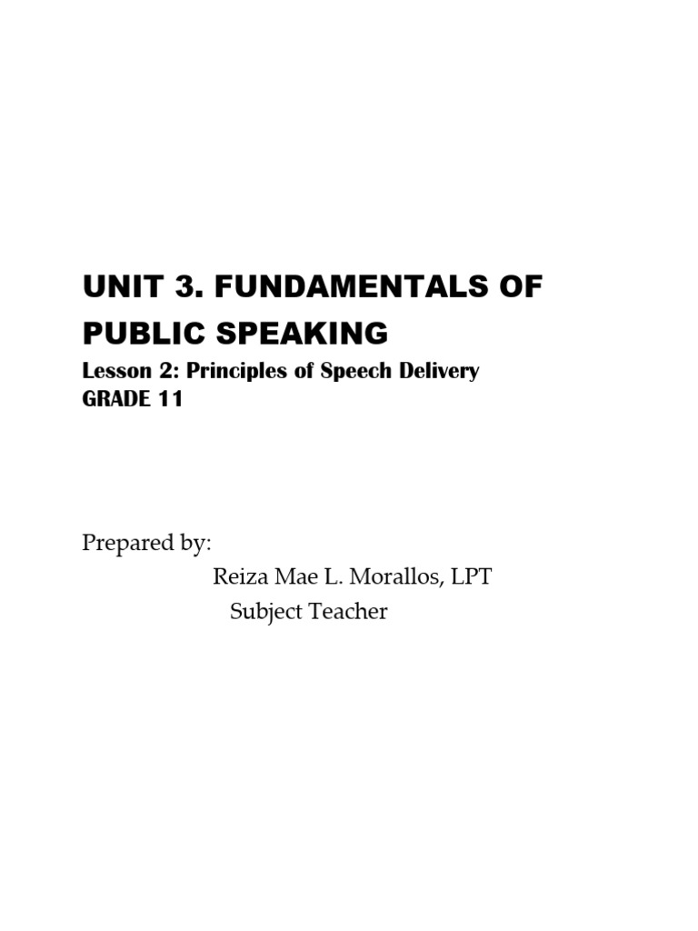 Principles of Speech Delivery Module G11 | PDF | Career & Growth