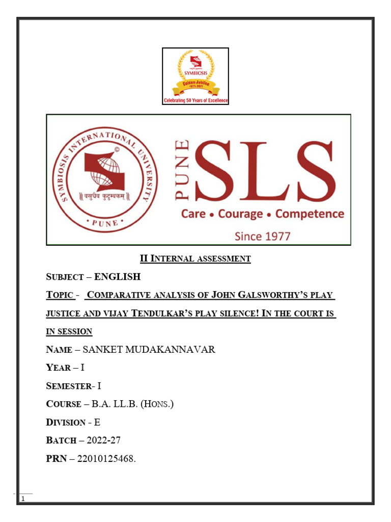 Assignment of English Second Internal | PDF | Justice | Crime & Violence