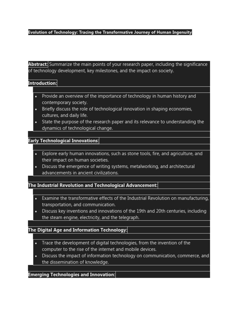 Evolution of Technology | PDF | Innovation | Emerging Technologies