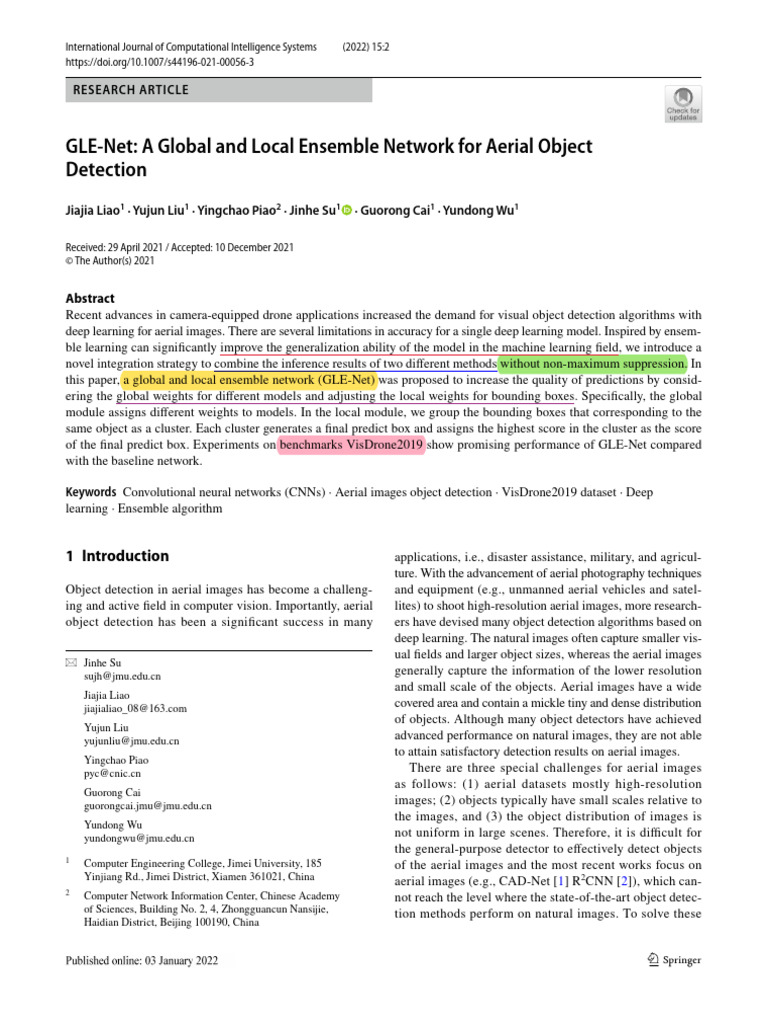 06 - 2022 - Liao - GLE-Net - A Global and Local Ensemble Network For Aerial Object Detection ...