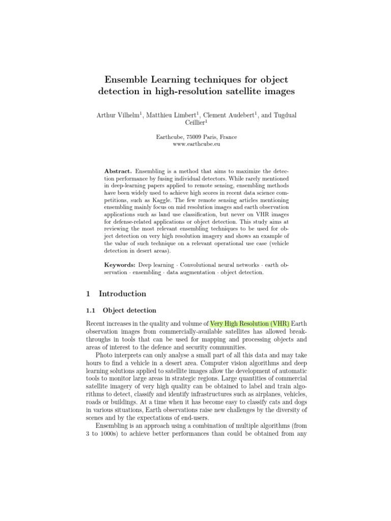 Ensemble Learning for Satellite Object Detection | PDF | Machine ...
