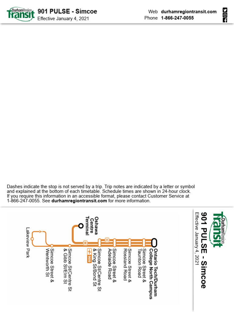 Simcoe 901 Bus Schedule Overview | PDF