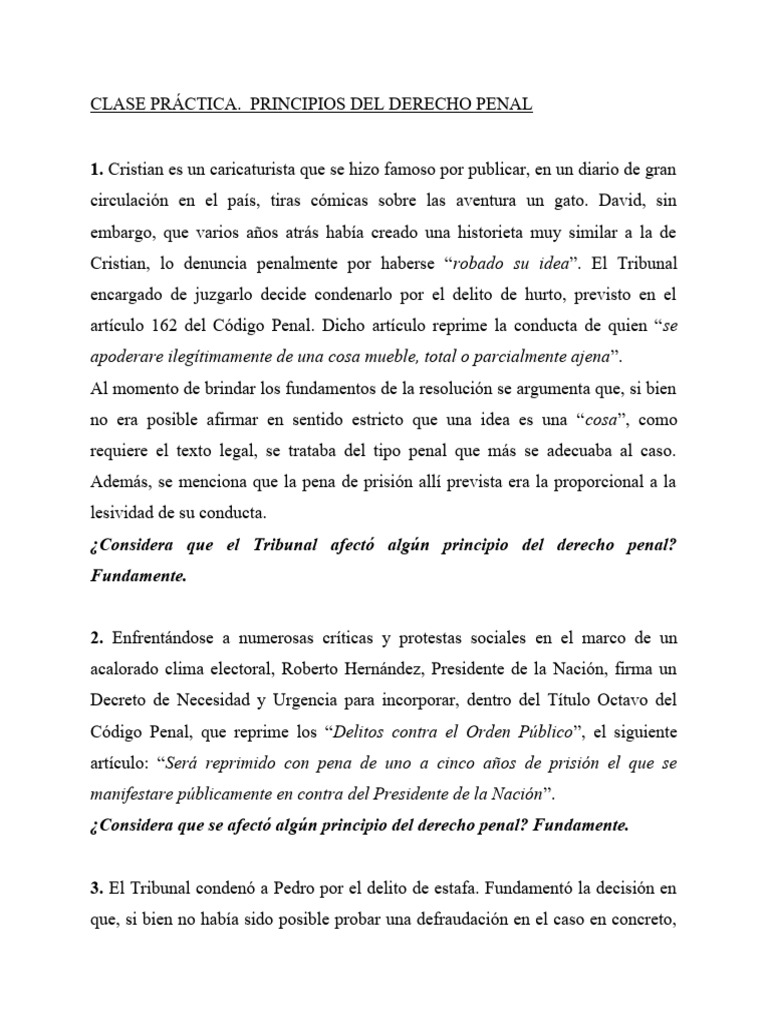 Clase Practica. Principios Derecho Penal | PDF