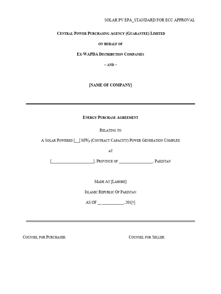 Energy Purchase Agreement | PDF | Photovoltaics | Photovoltaic System