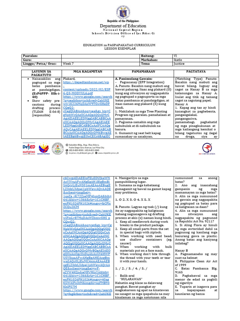 Esp6 Wk7 Lesson Exemplar | PDF