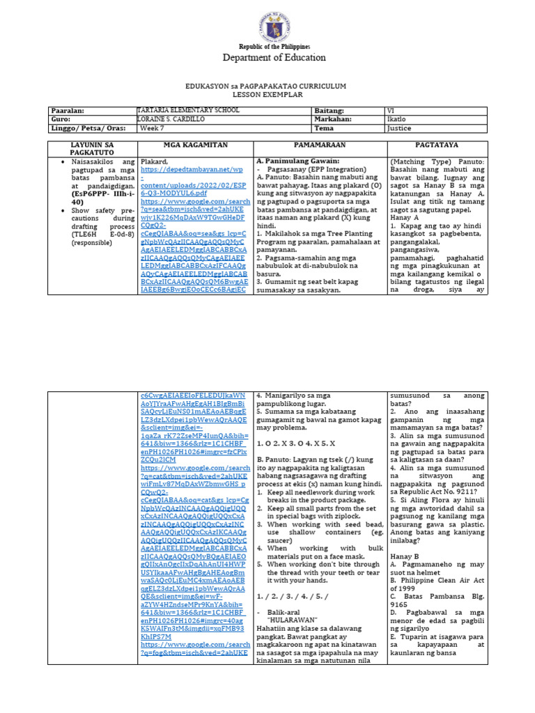 Esp6 Wk7 Lesson Exemplar | PDF