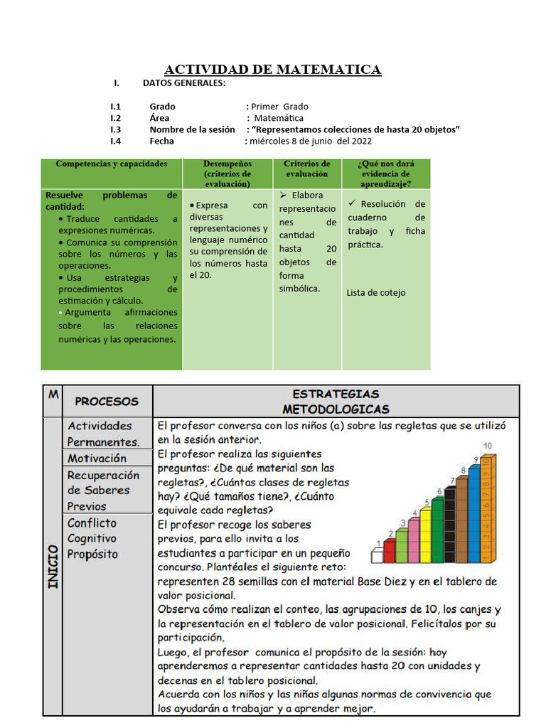Actividad Matematica - Representamos Colecciones Hasta de 20 Objetos | PDF