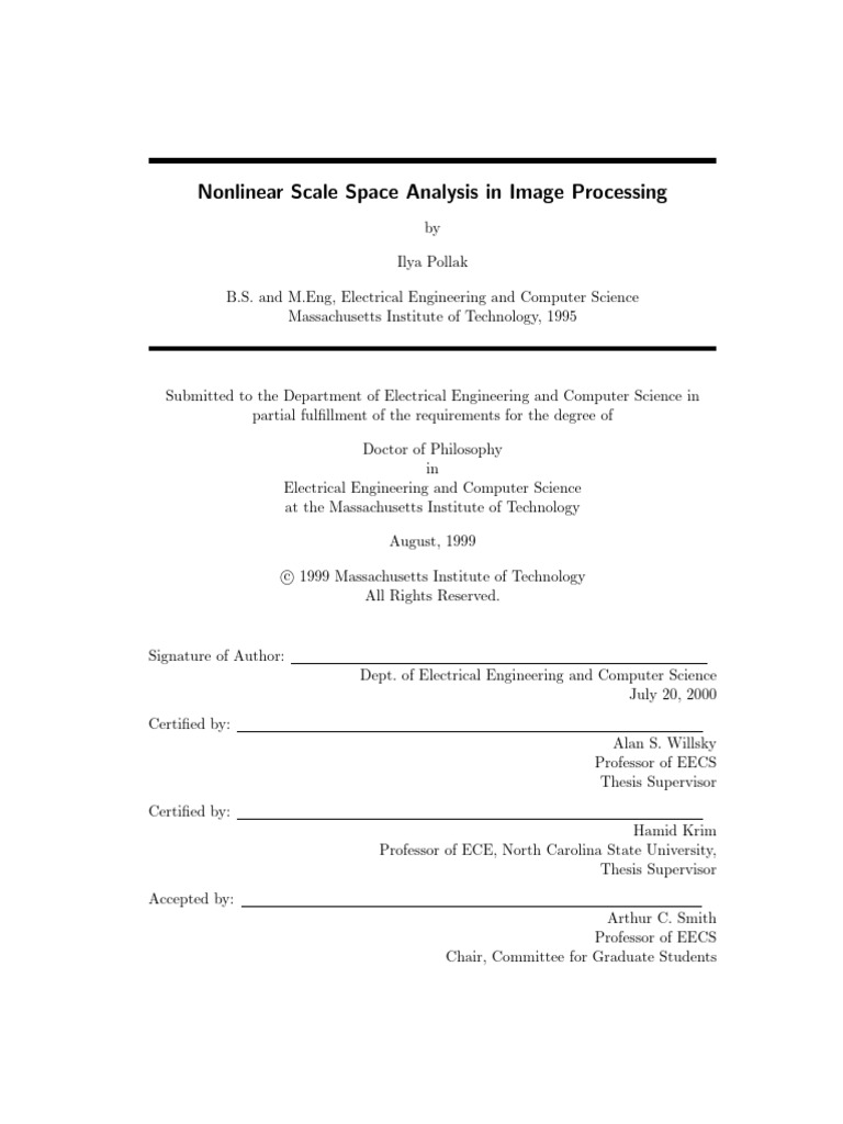 Nonlinear Scale Space Analysis in Image Proce | PDF | Image Segmentation | Partial Differential ...