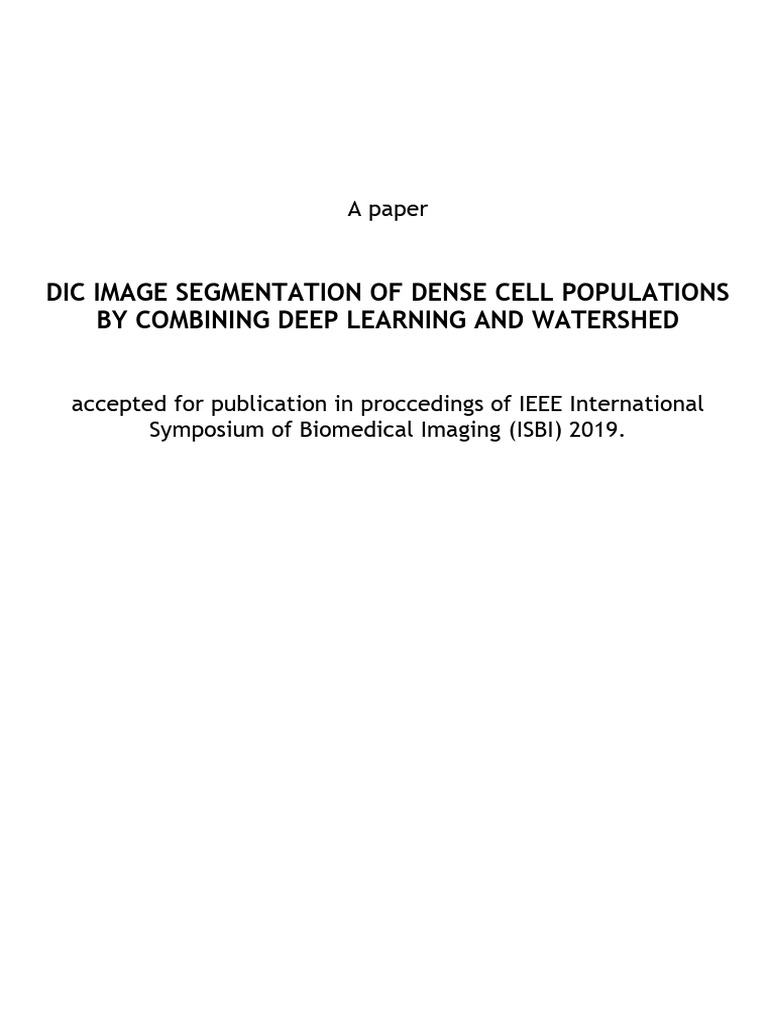 Dic Image Segmentation of Dense Cell Populations | PDF | Image Segmentation | Cybernetics