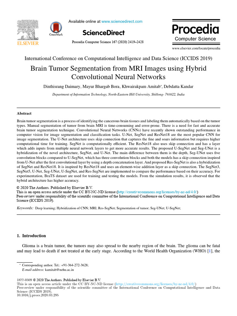 Hybrid CNNs for Brain Tumor Segmentation | PDF | Image Segmentation ...