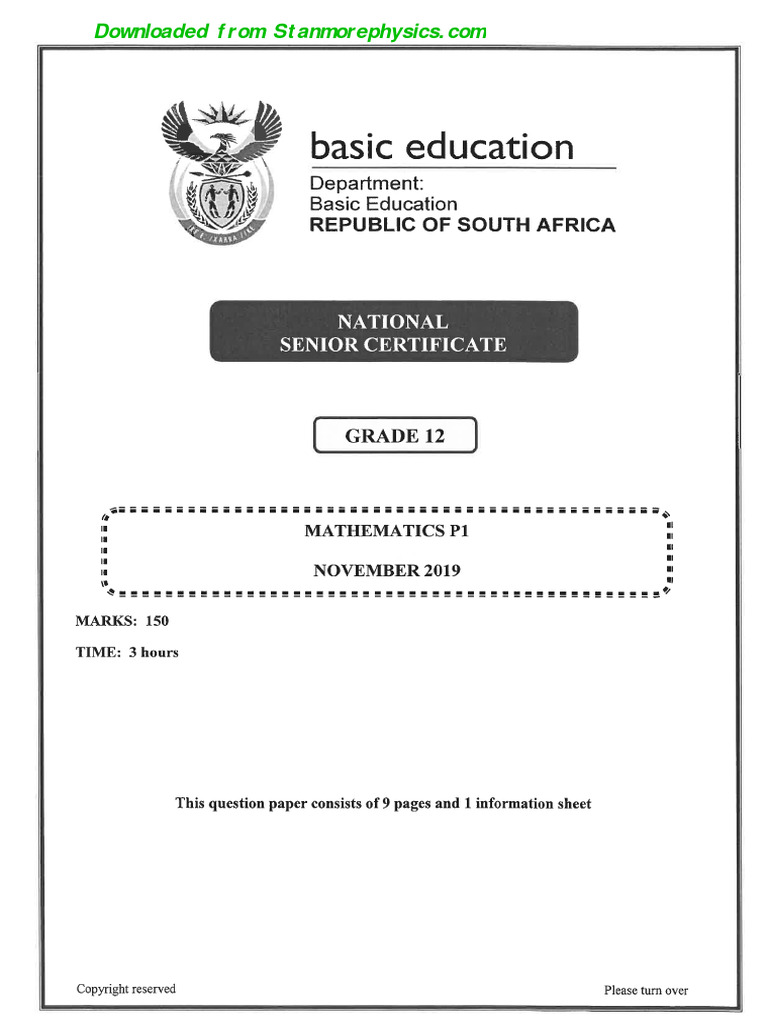 Maths Grade 12 Nov 2019 P1 | PDF | Interest | Mathematics
