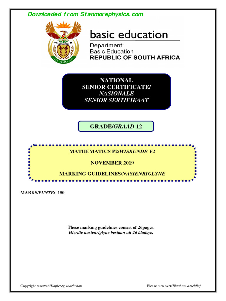 Mathematics P2 Nov 2019 Memo Afr Eng | PDF