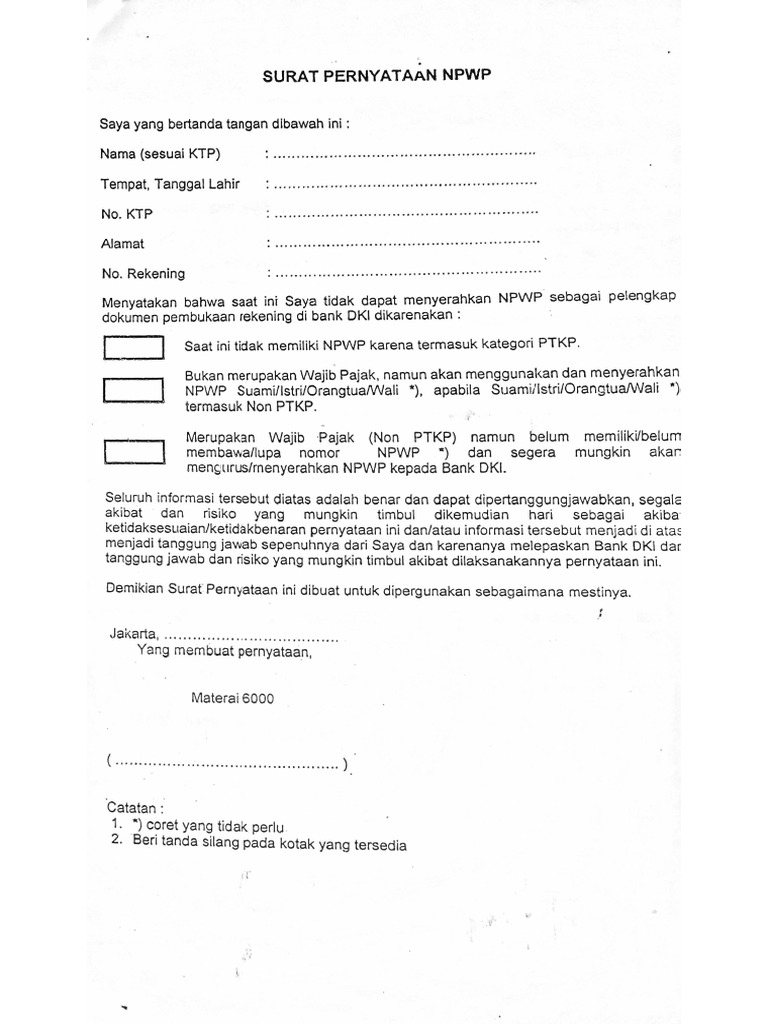 Pernyataan NPWP | PDF