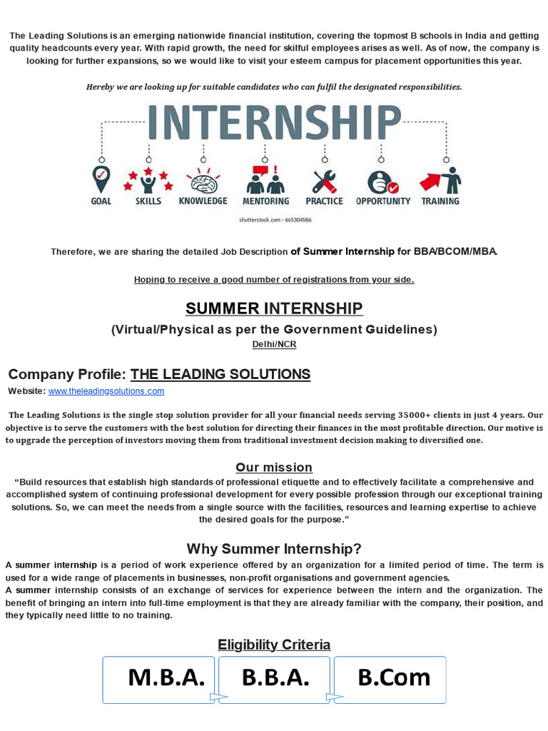 JD | PDF | Internship | Job Hunting