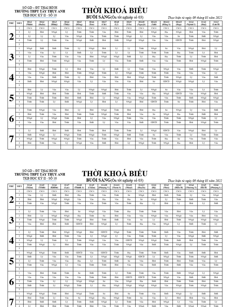 TKB Phat Lop Tu 09-5 | PDF