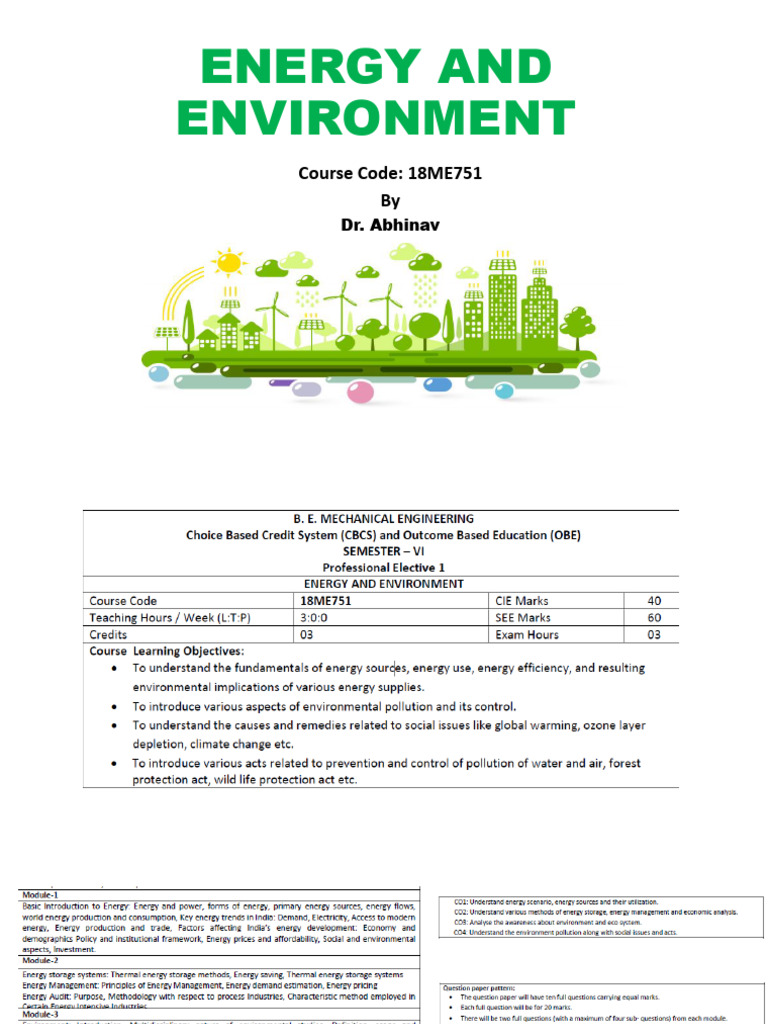 Energy and Environment Module-1 | PDF