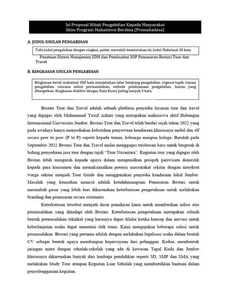 Template Hibah Pengabdian Promahadesa | PDF