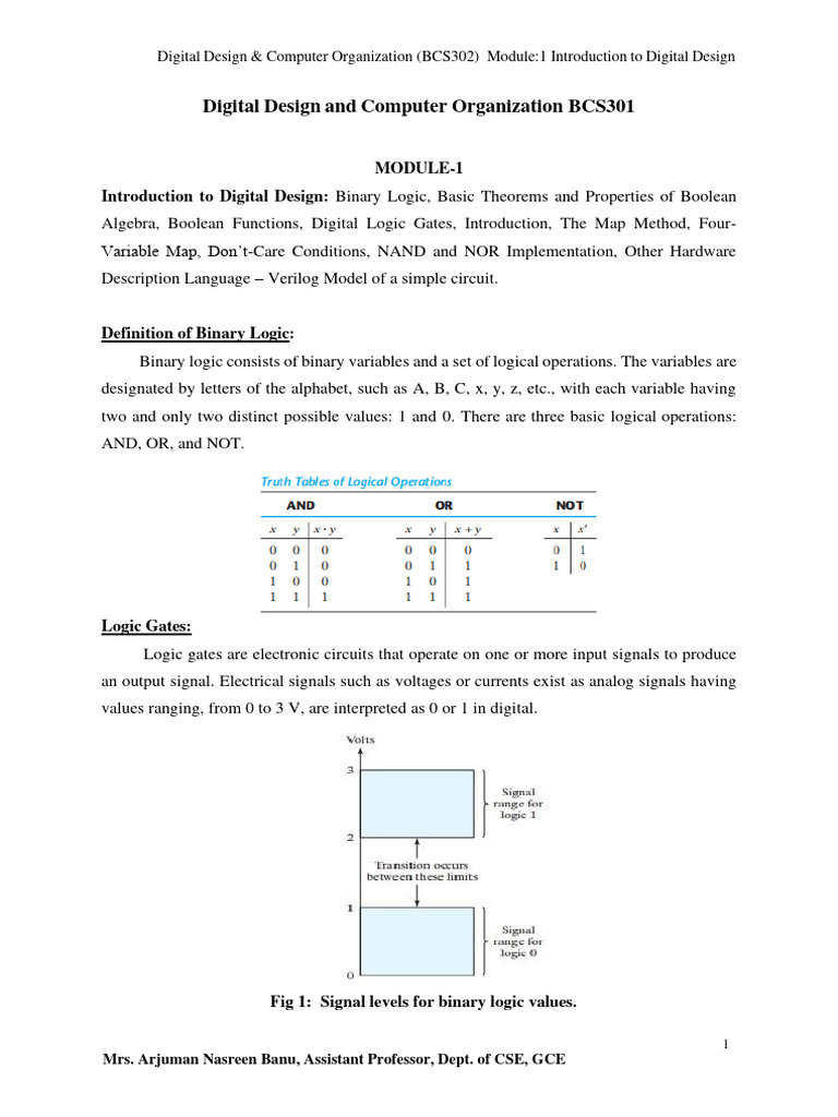 Module 1 DDCO | PDF | Logic Gate | Hardware Description Language
