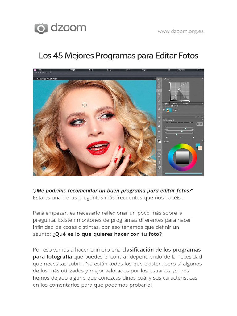 Los 45 Mejores Programas para Editar Fotos | PDF