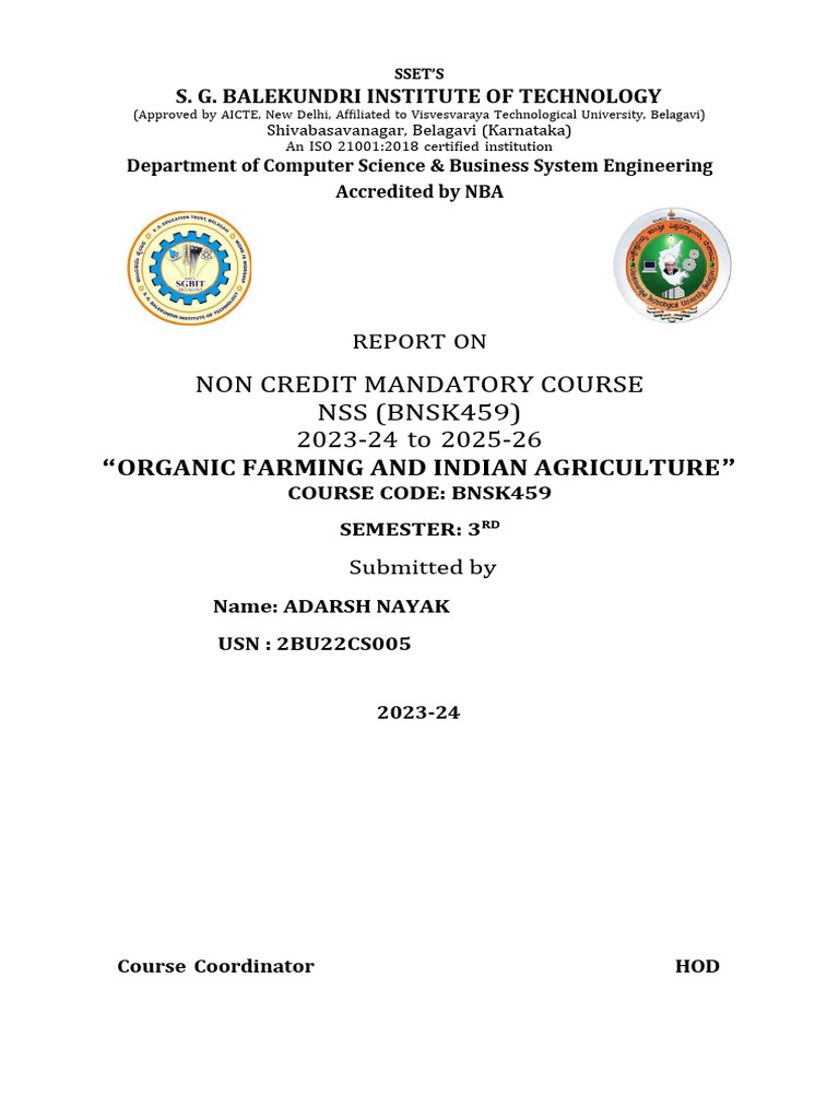 NSS Report | PDF | Agriculture | Organic Farming