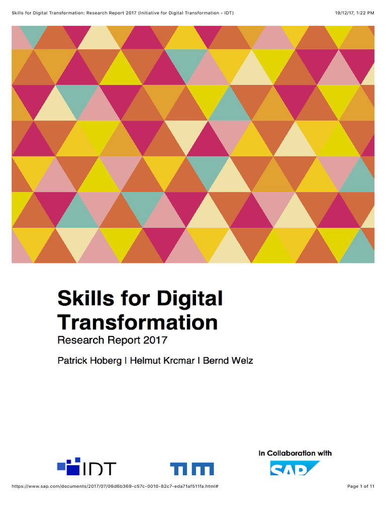 Skills For Digital Transformation: Research Report 2017 (Initiative For Digital Transformation ...