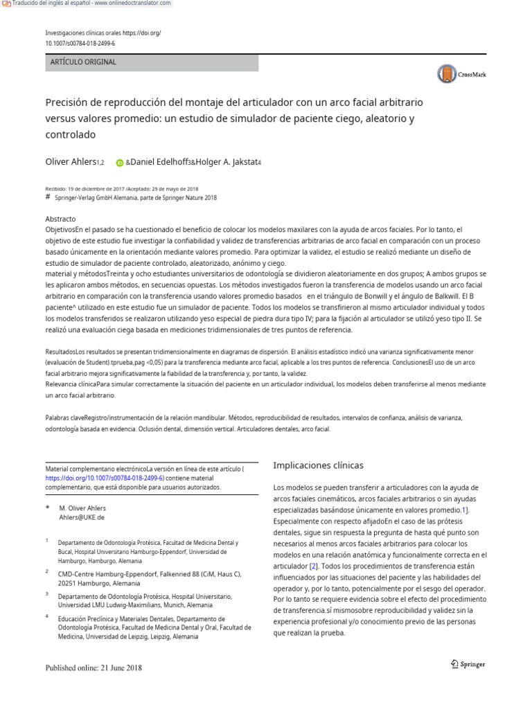 Reproduction Accuracy of Articulator Mounting With An Arbitrary - En.es ...