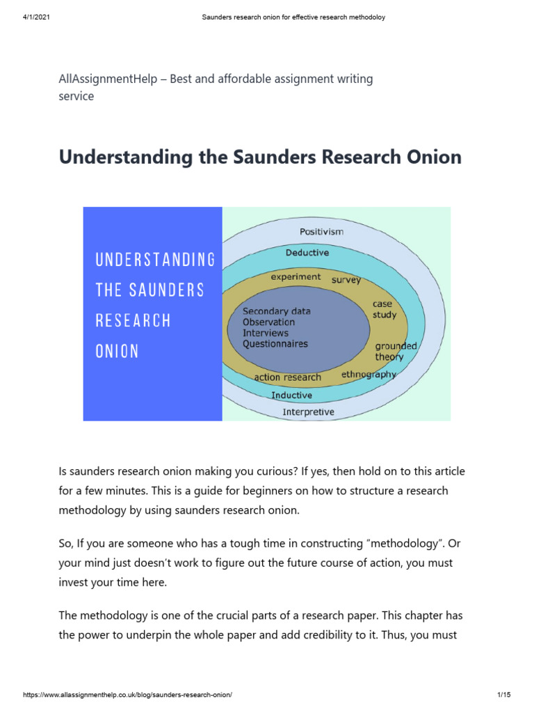 Saunders research onion for effective research methodoloy | PDF