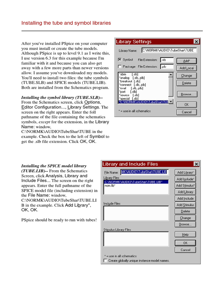 installer bibliotheques dans PSPICE | PDF | Library (Computing) | Spice