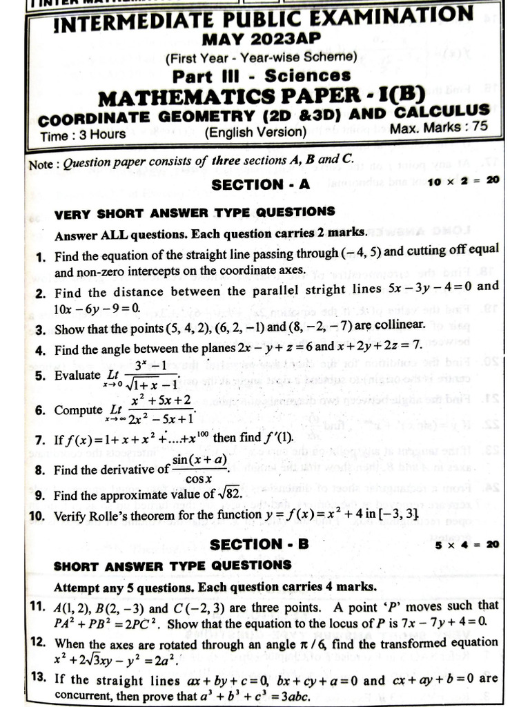 Maths IB Model Papers | PDF