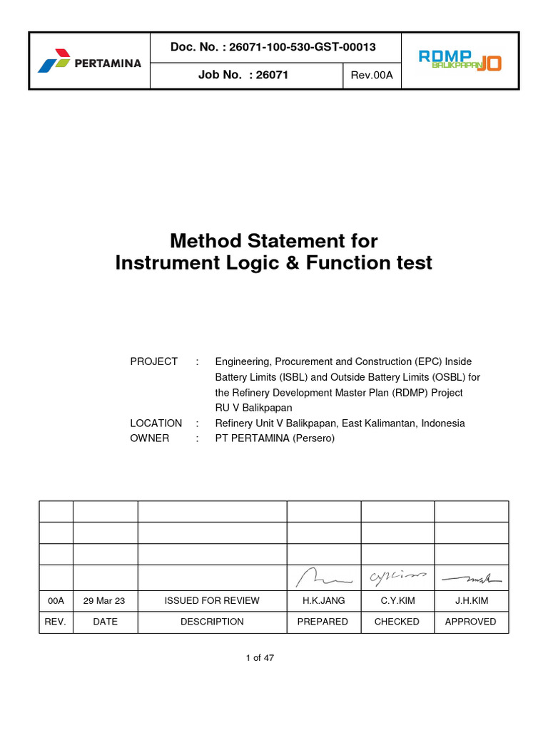 26071-100-530-GST-00013 Method Statement for Instrument Logic Function ...
