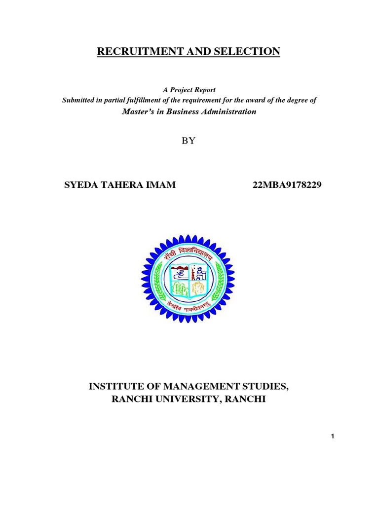 Recruitment and Selection - Team HR Project Report MBA 3rd Sem | Download Free PDF | Recruitment ...