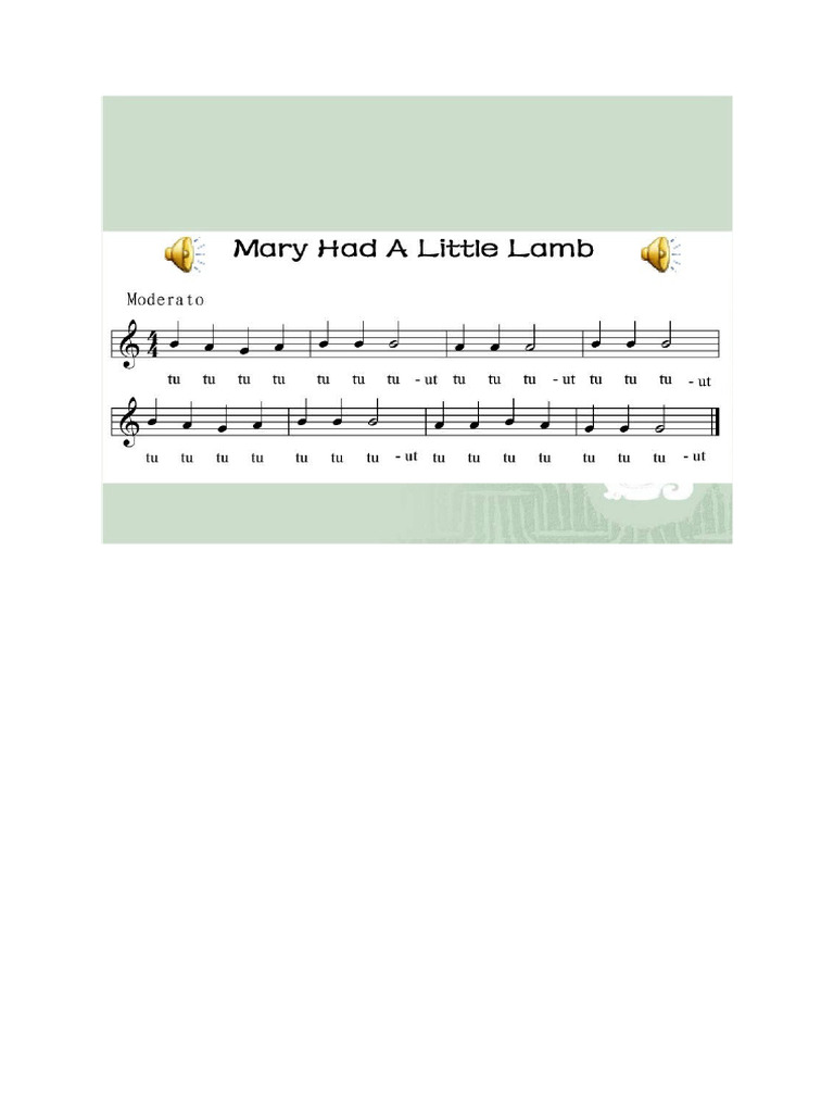 skor lagu mary had a little lamb | PDF