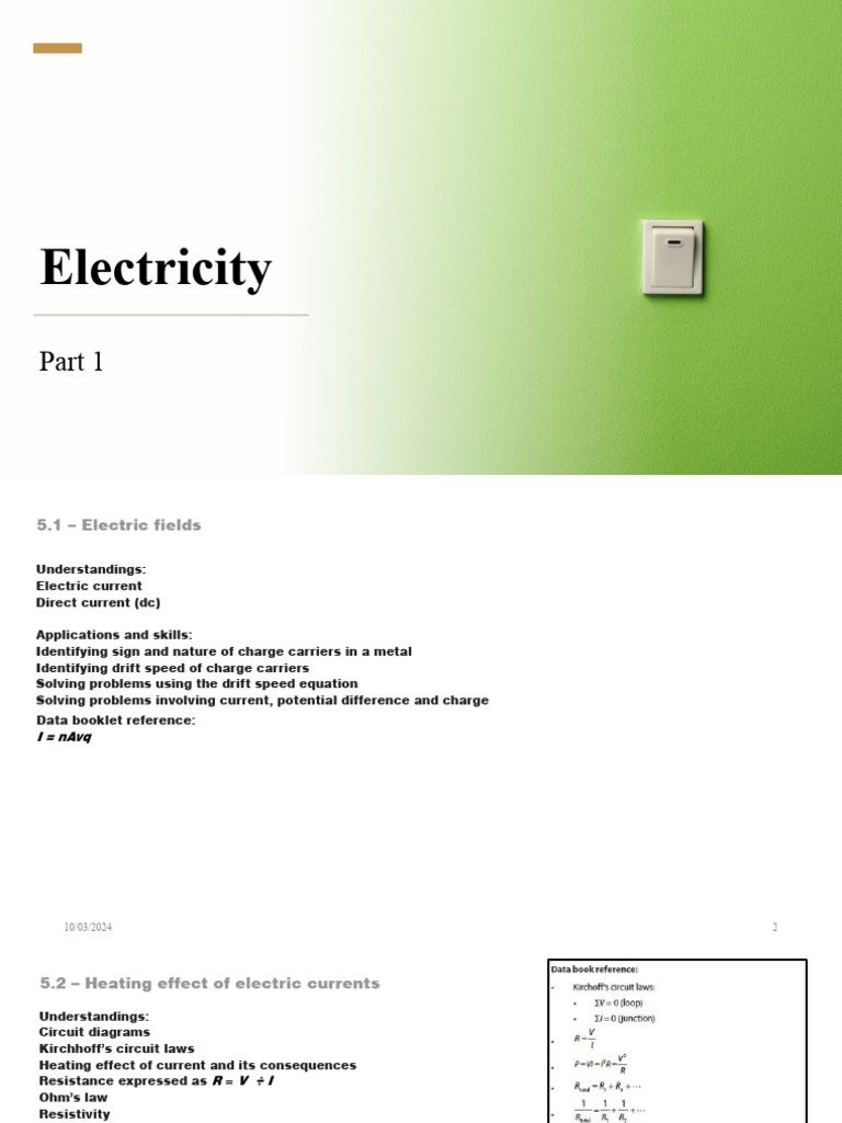 Grade 11 Topic 5 Electricity Part 1 2022-2023 | PDF