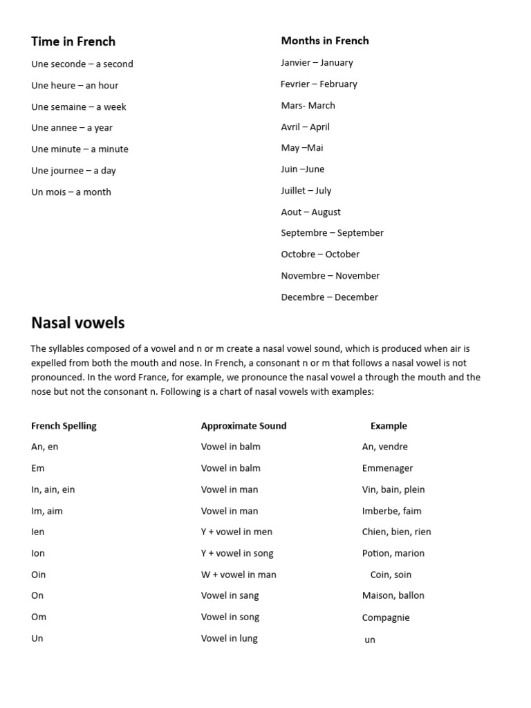 Lesson 3 Time in French | PDF | Vowel | Language Families
