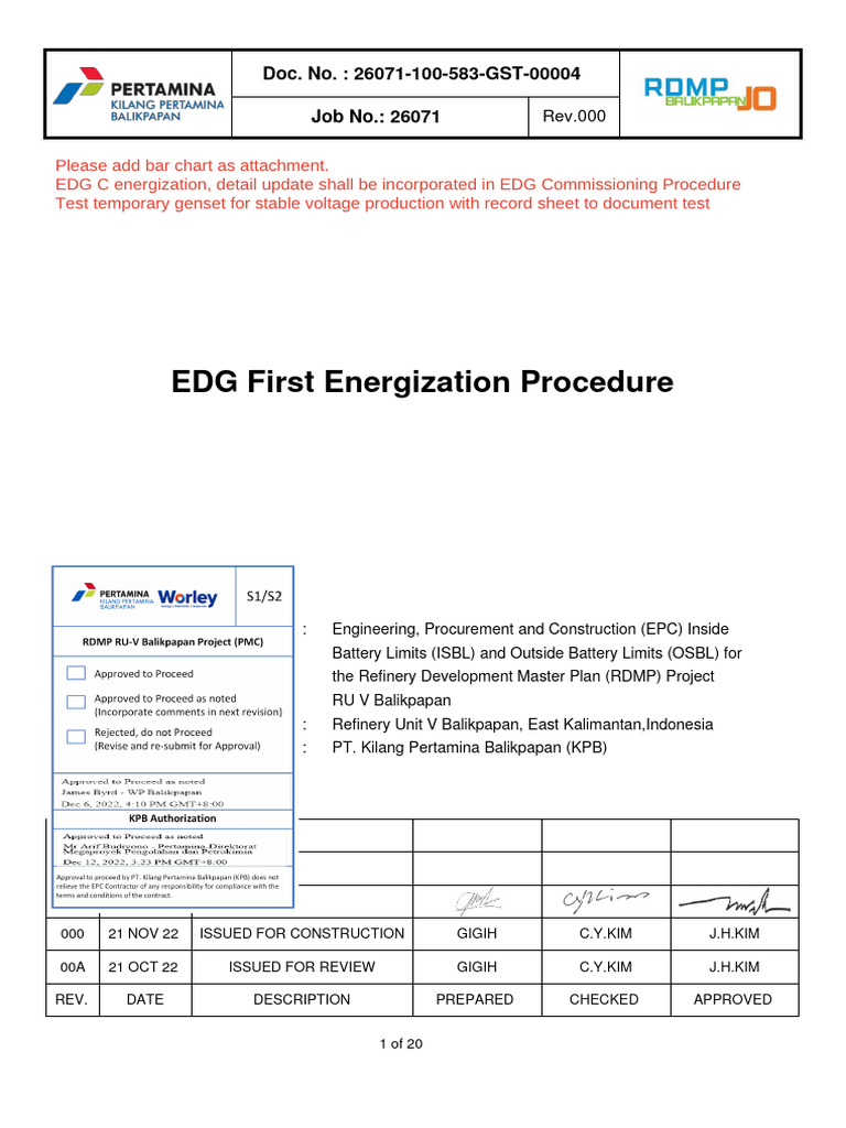 26071-100-583-GST-00004 - 000 - EDG First Energization | PDF ...