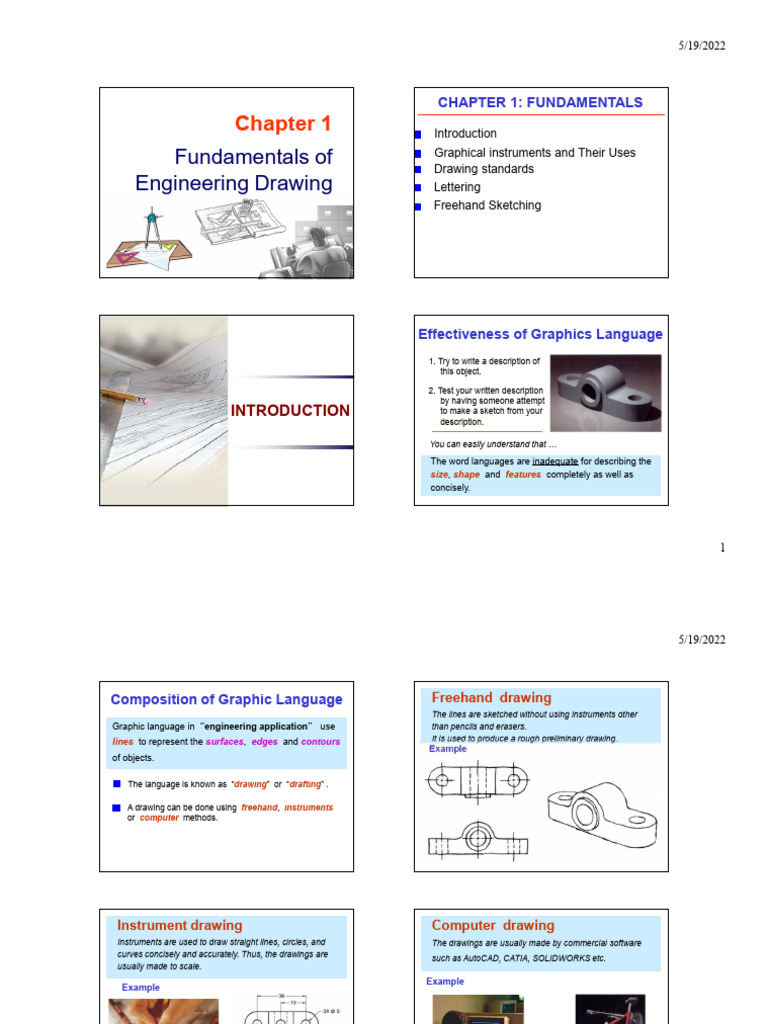 Chapter 01 Fundamentals of Eng'g Drawing | PDF | Drawing | Technical ...
