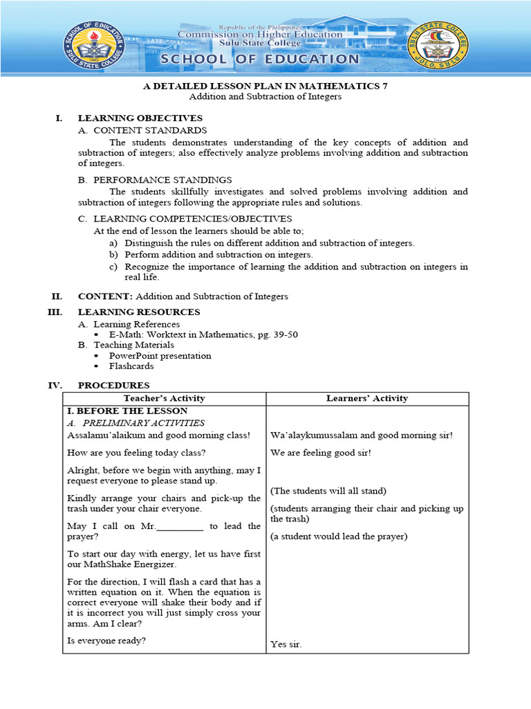 Detailed Lesson Plan GR - 7 | PDF