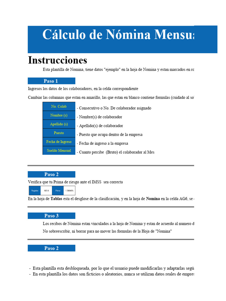 1 Calculo de Nomina Mensual - IMSS e ISR_Recibos 2023 | PDF