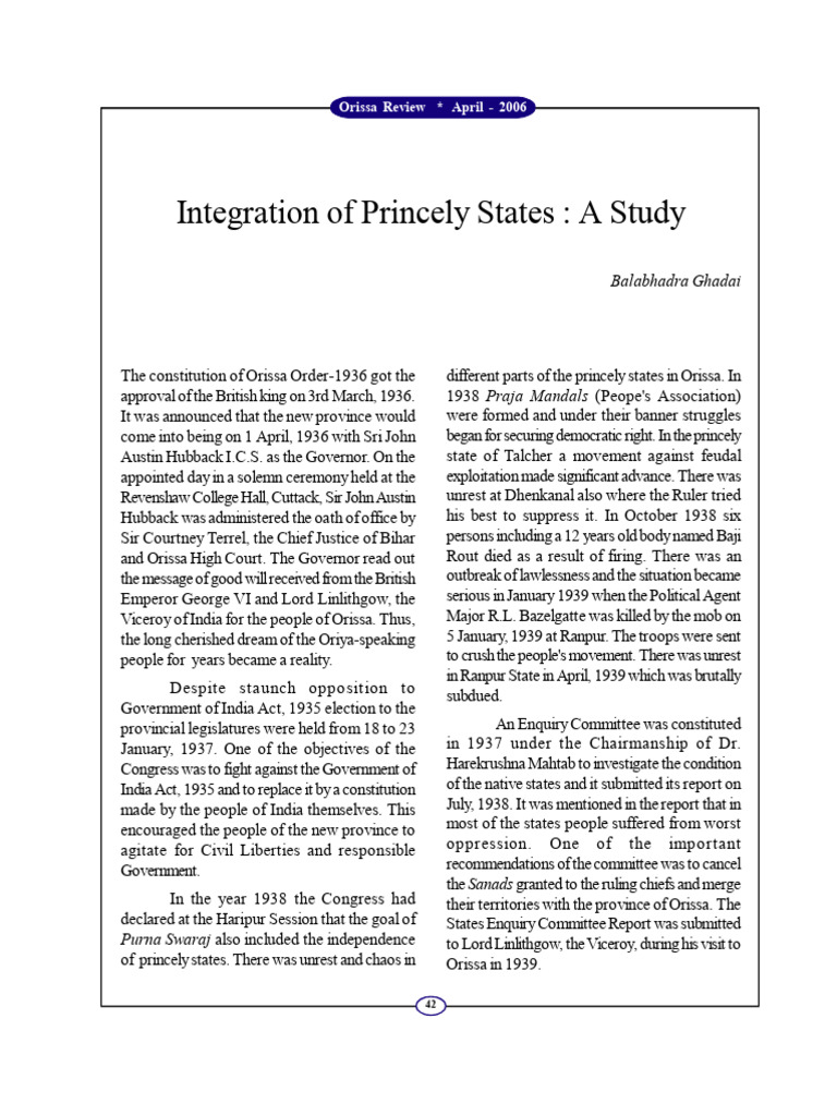 Integration - of Princely - States | PDF | British Raj | Government