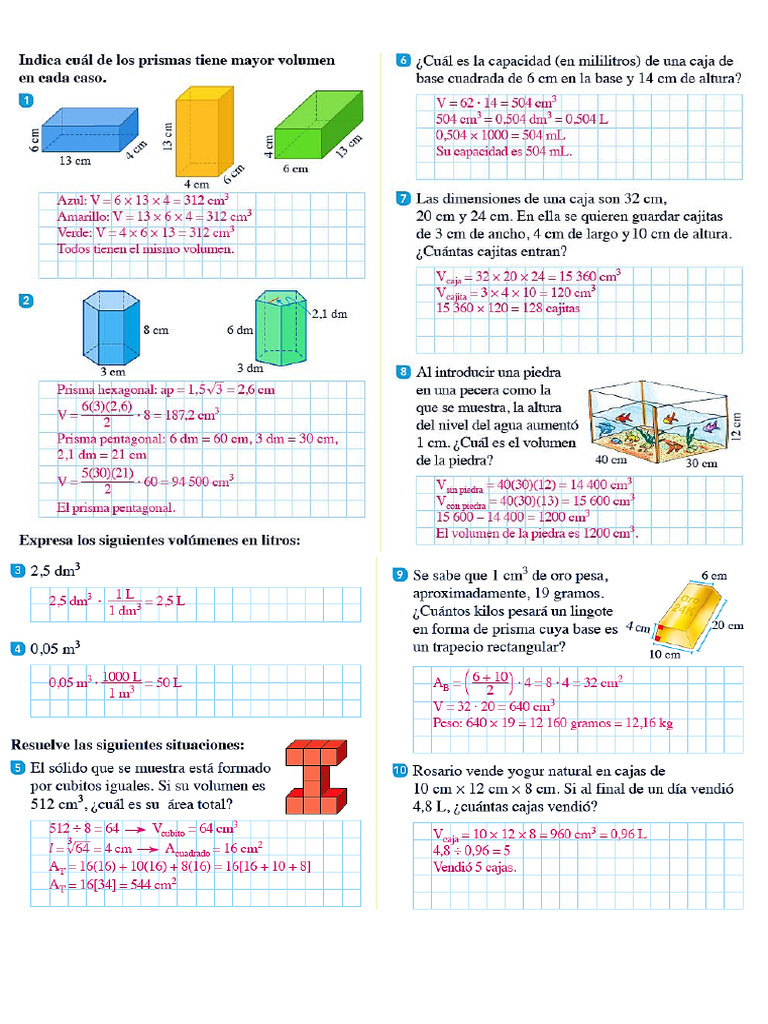 Volumen de Prismas | PDF