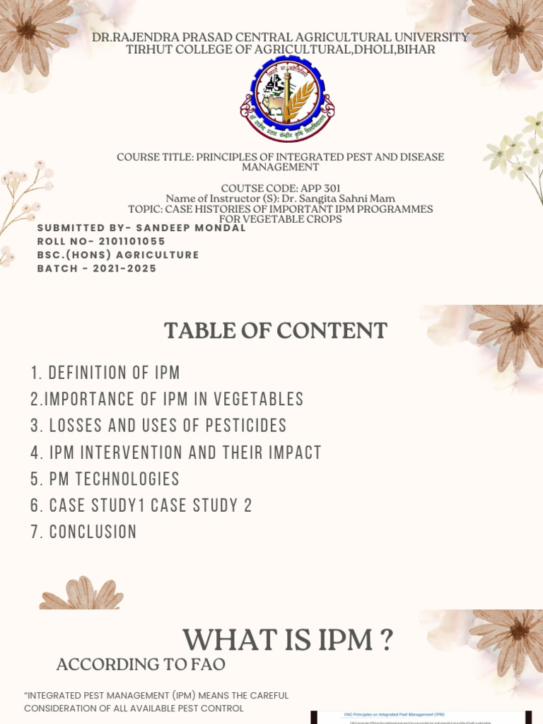 Case Histories of Different IPM Programs On Vegetable Crops | PDF | Agriculture | Pest (Organism)