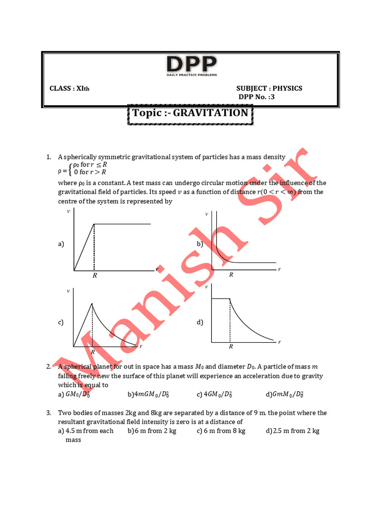 GRAVITATION DPP-3 | PDF | Gravity | Mass