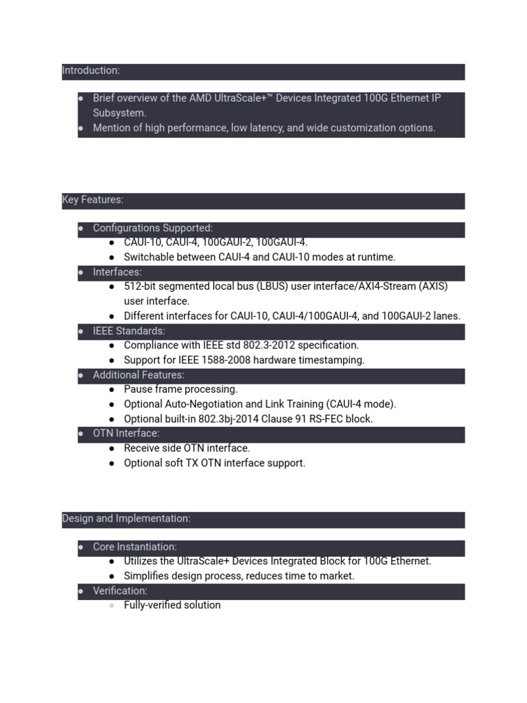 AMD UltraScale+™ Devices Integrated 100G Ethernet IP Subsystem | PDF