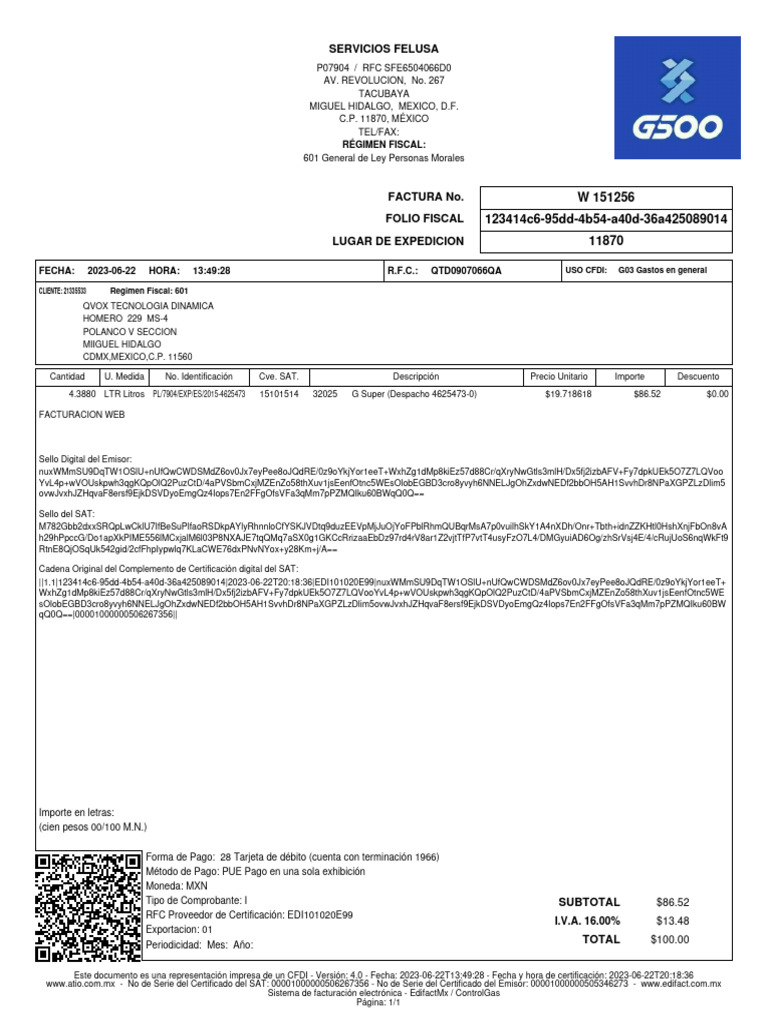 Sfe6504066d0 Cfdi W151256 20230622 | PDF