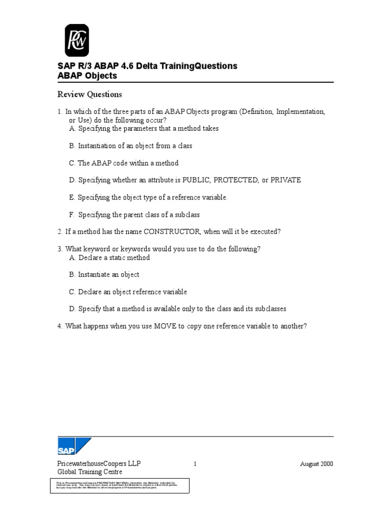 Exercise 5 - ABAP Objects | Download Free PDF | Constructor (Object Oriented Programming ...