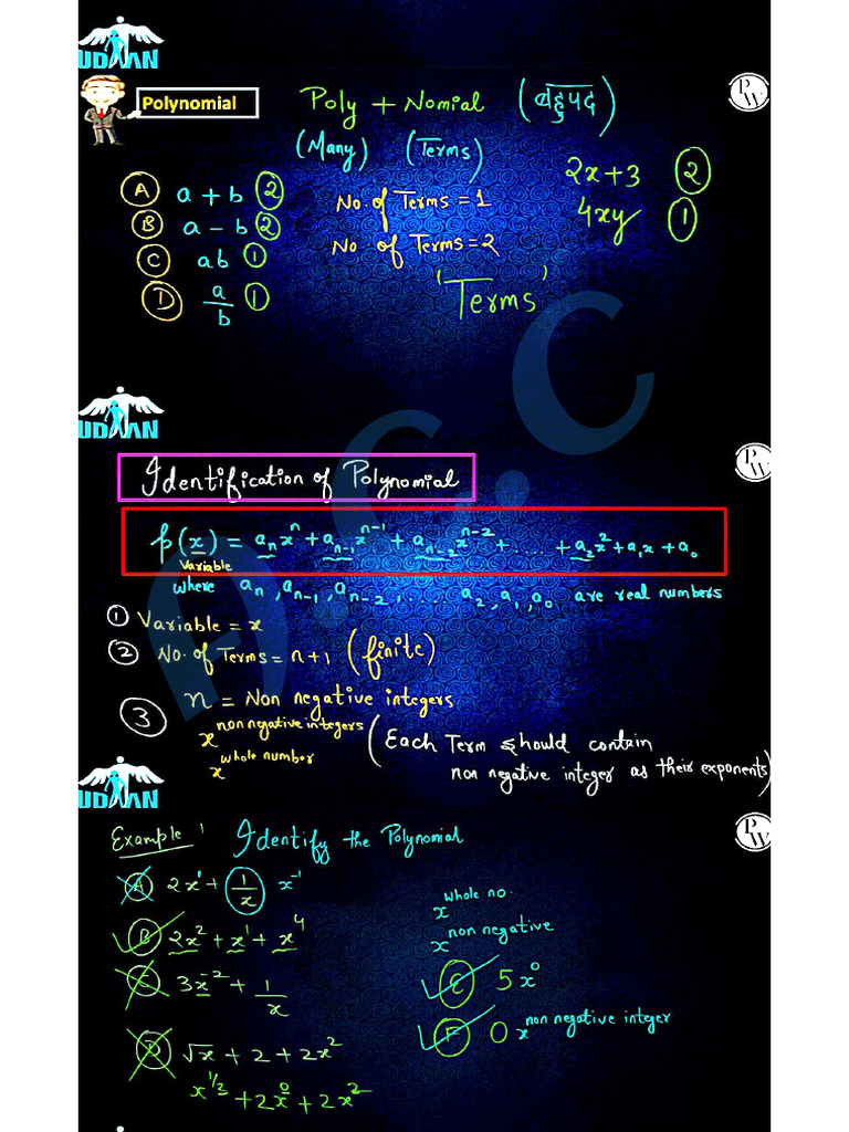 Polynomial class notes | PDF | Polynomial | Mathematics