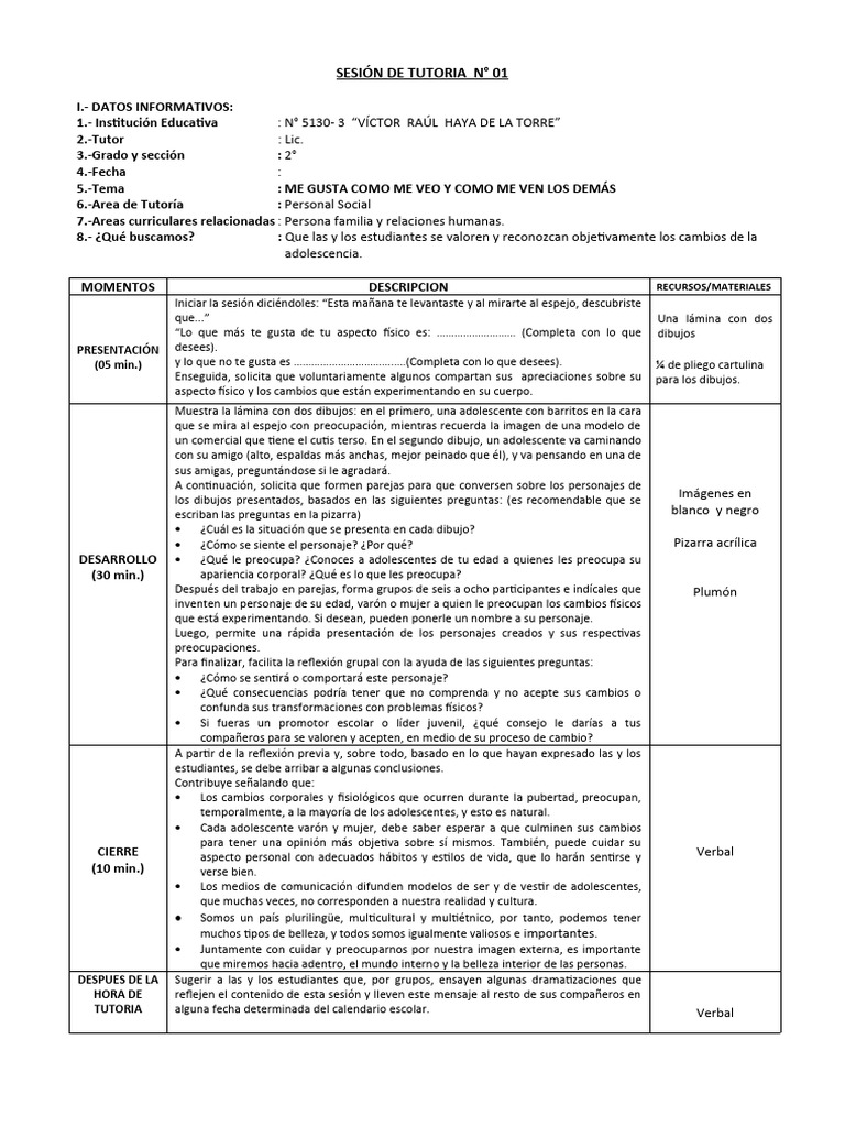 Sesiones Tutoria 2do Sec | PDF