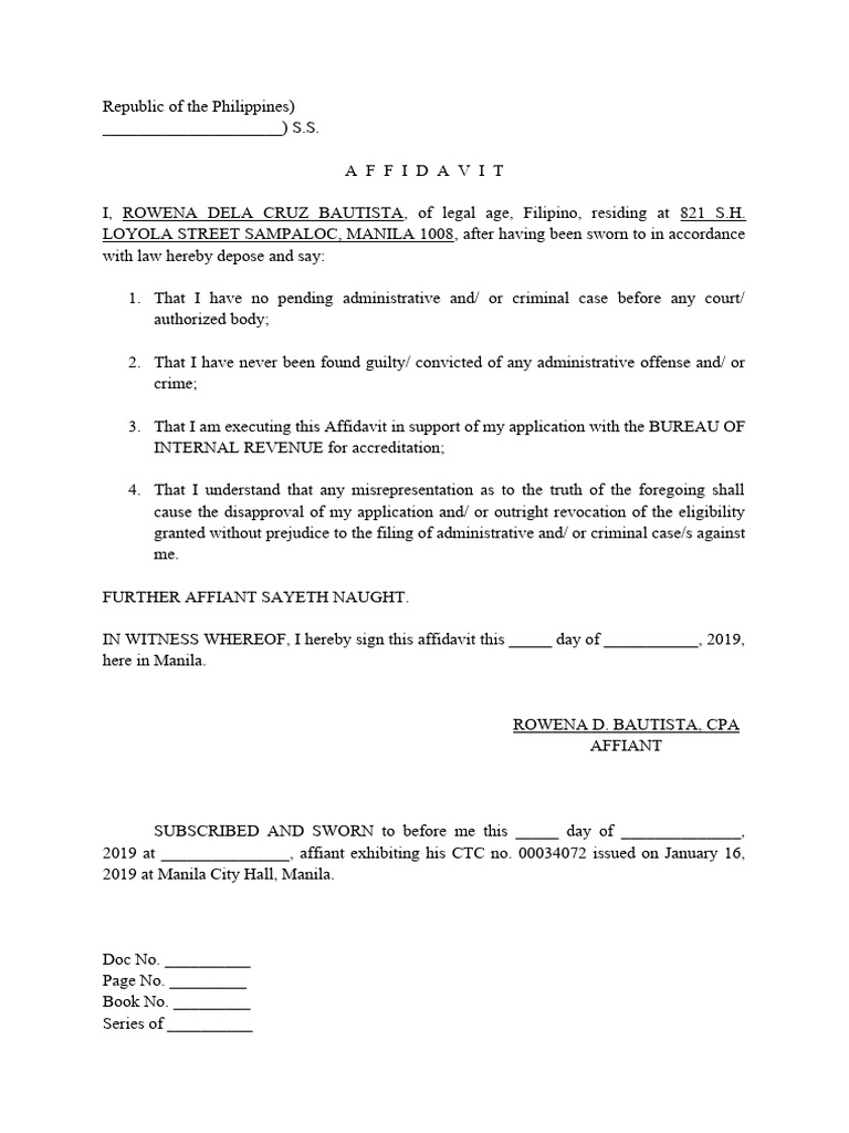 Affidavit of No Criminal Liability | PDF